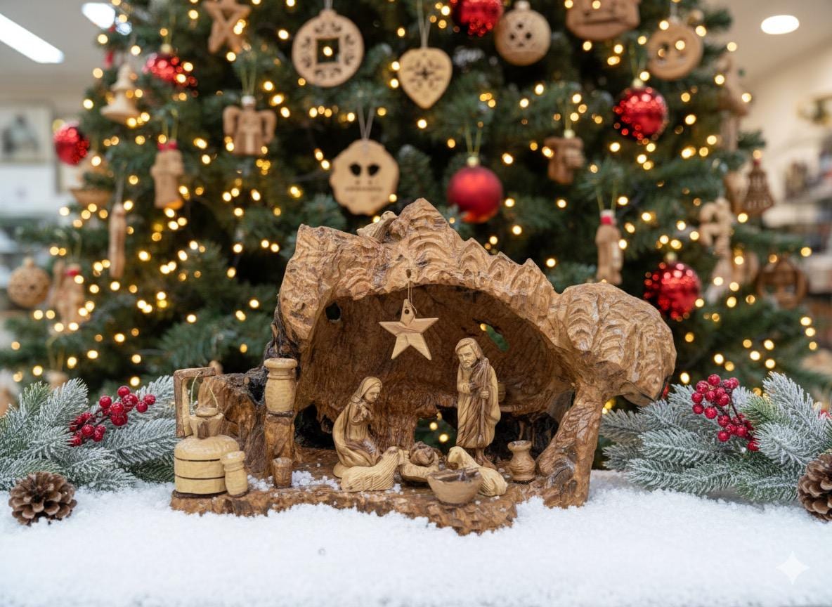 Authentic Olive Wood Nativity Set From Bethlehem | Large Hand Carved ...