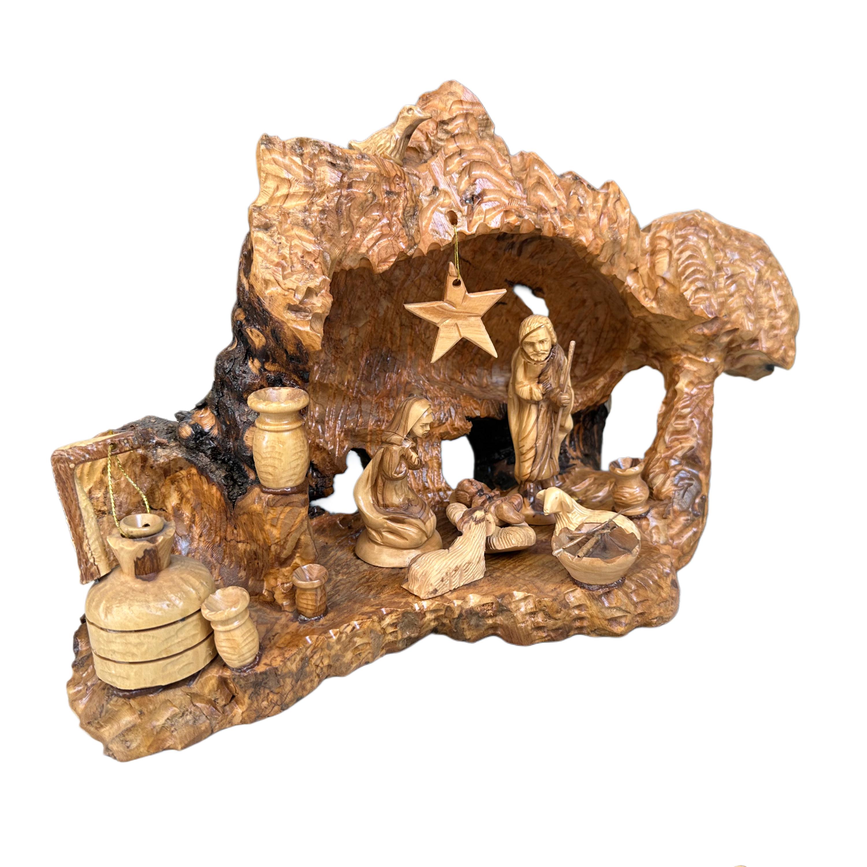 Authentic Olive Wood Nativity Set From Bethlehem | Large Hand Carved ...