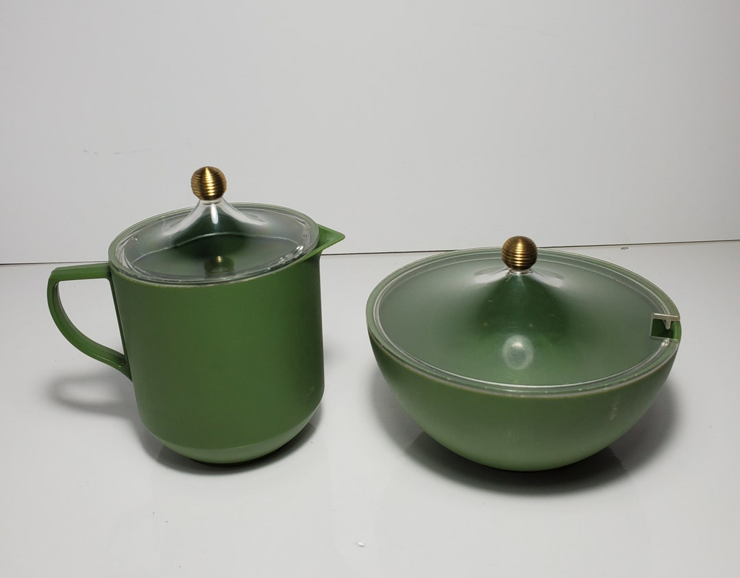 MCM Cream and Sugar Set GENI Plastic Green Vintage - Etsy