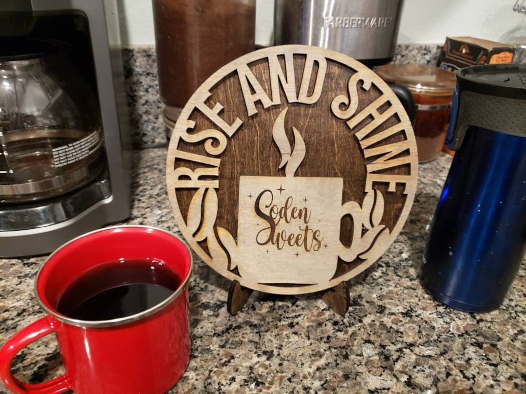 Personalized Rise and Shine Sign, Wood Coffee Sign Wall Art, Hot Cocoa ...
