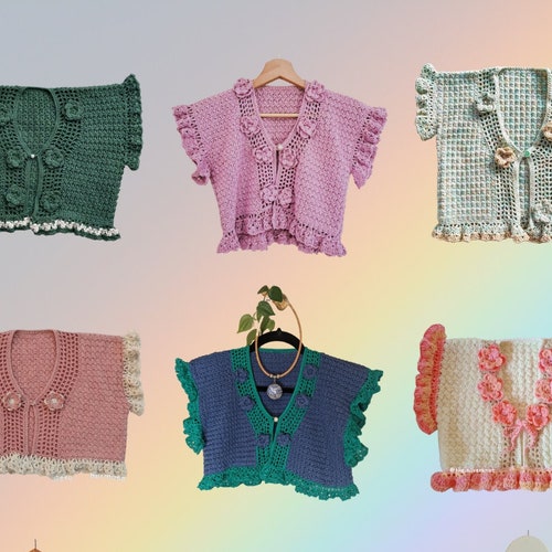 Hana Cardigan Crochet Spring Cottagecore Flower Cardigan - Etsy