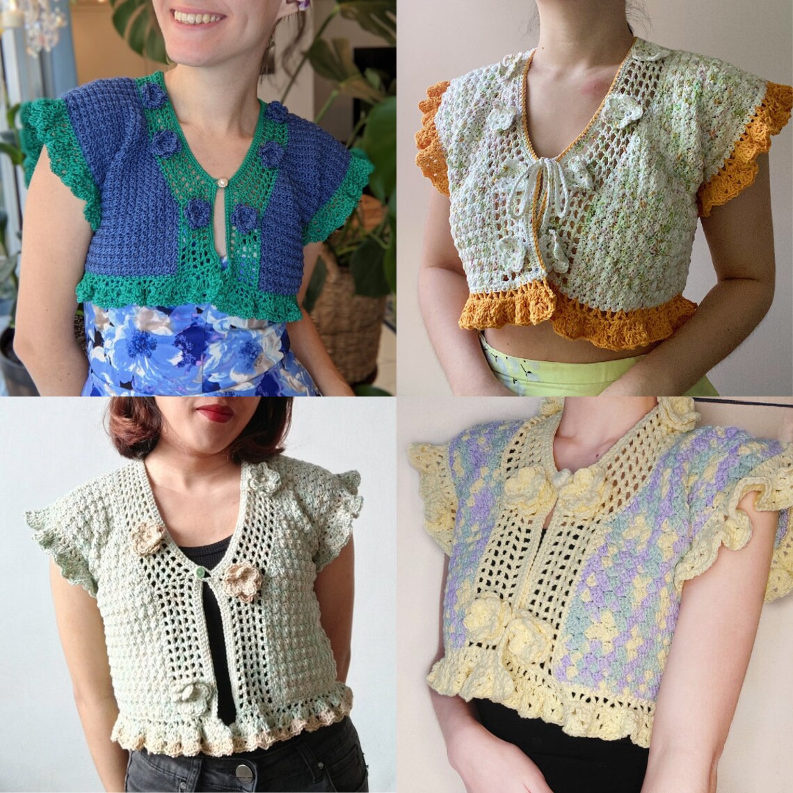 Hana Cardigan Crochet Spring Cottagecore Flower Cardigan - Etsy