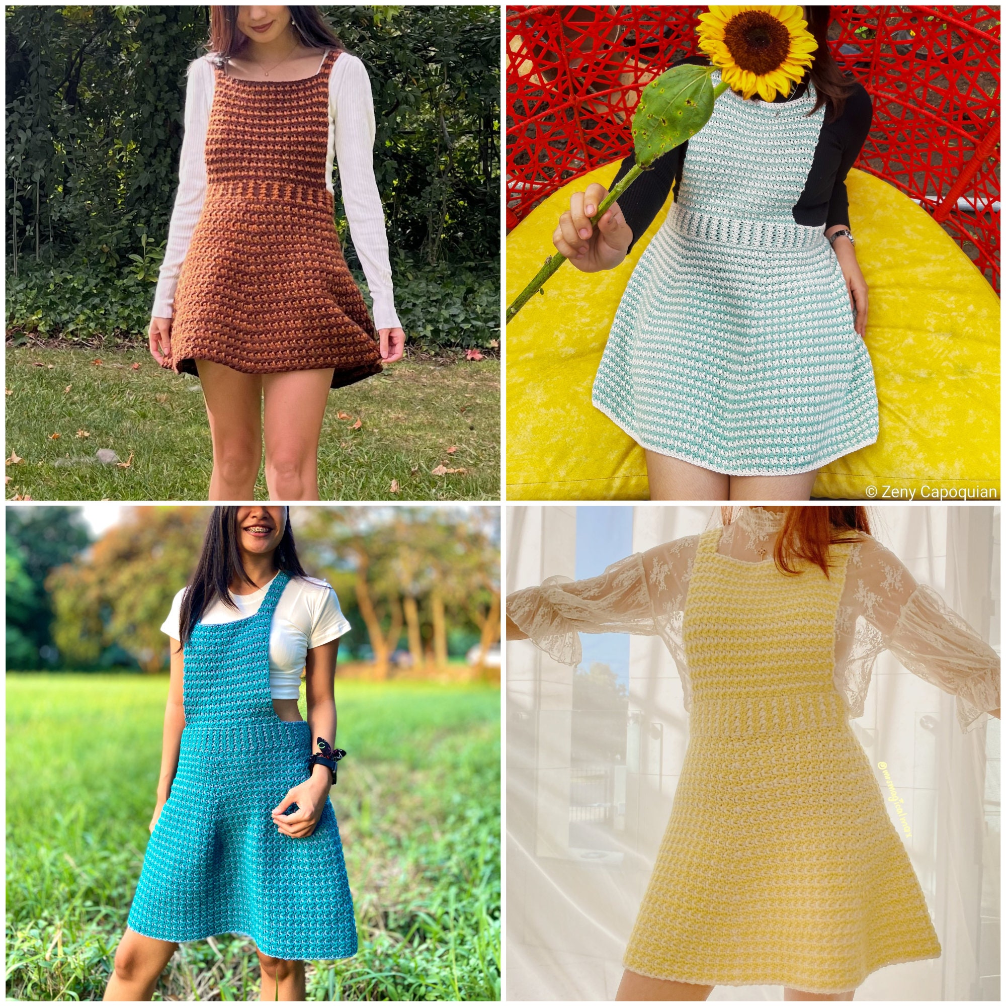 Alice Pinafore Dress - Retro Houndstooth Crochet Dress Pattern - Etsy