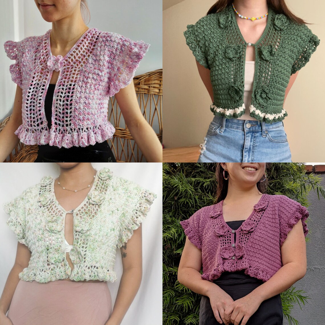 Hana Cardigan - Crochet Spring Cottagecore Flower Cardigan Pattern - Etsy