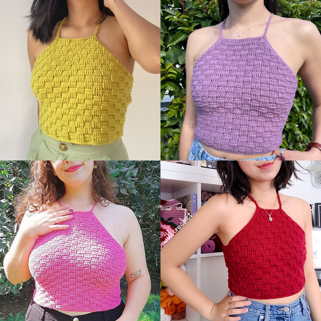Vlaai Crop Top - Crochet Basic Halter Top PATTERN - Sturdy Back Corset ...