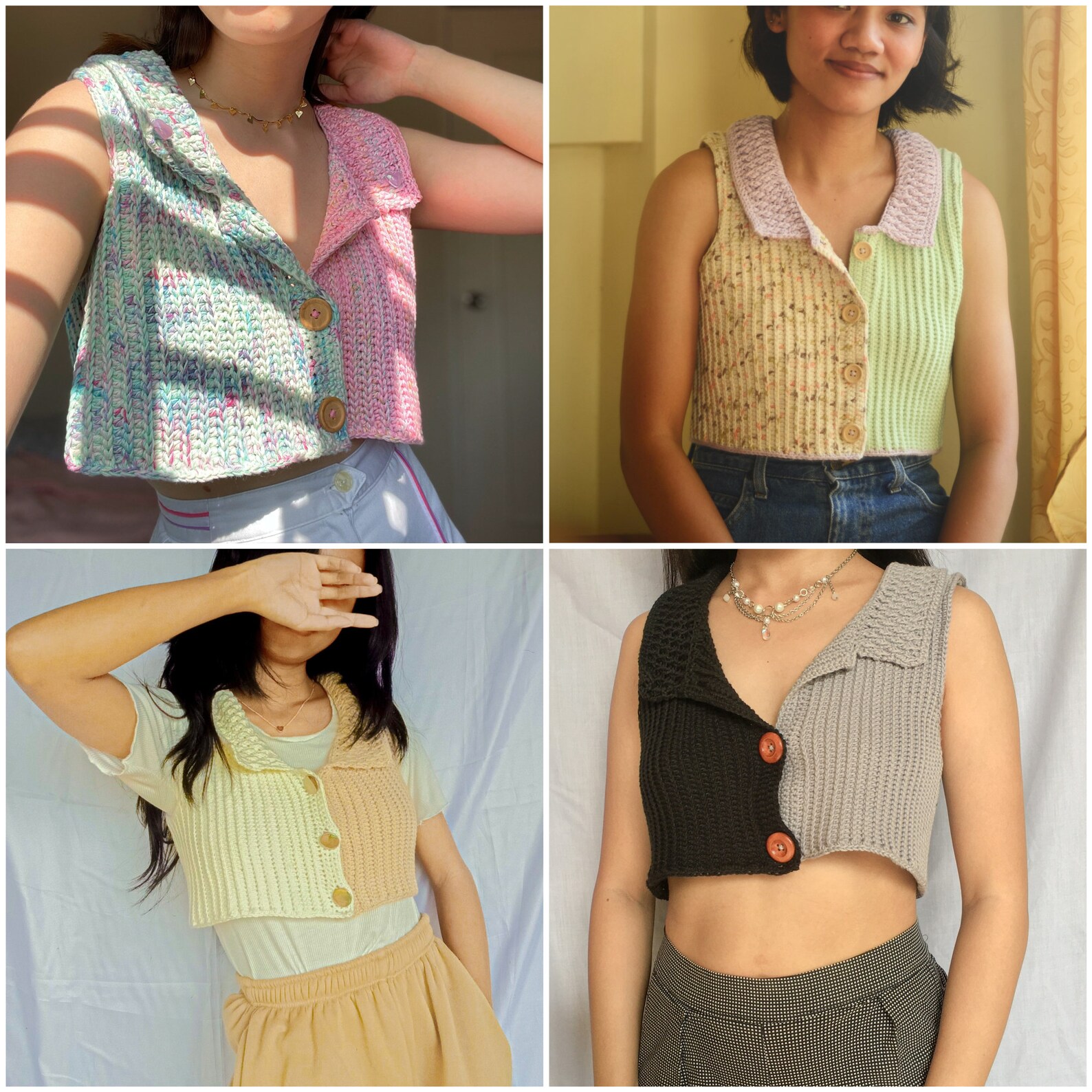 Dorothy Vest - Retro Collared Ribbing Crochet Vest Pattern - Etsy