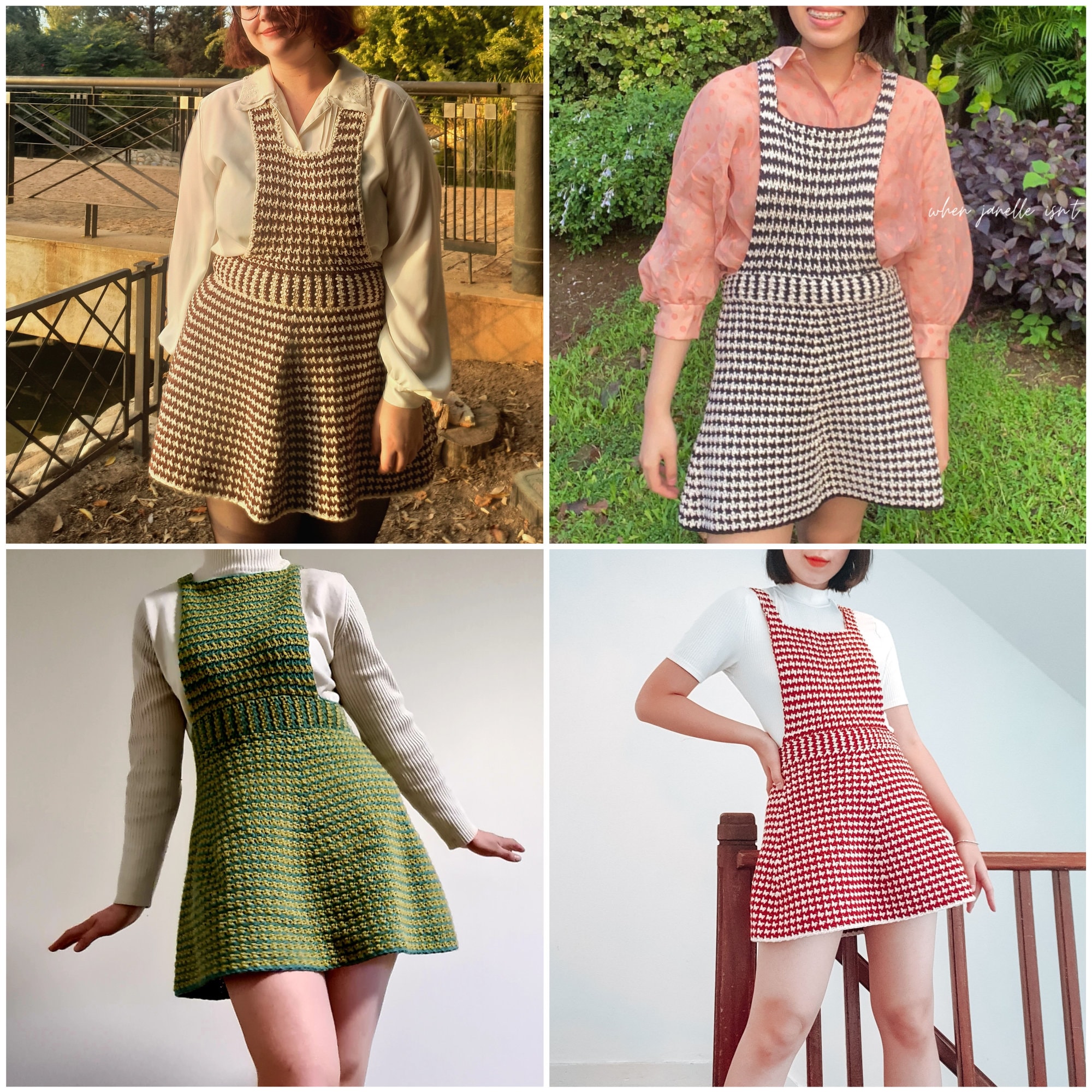 Alice Pinafore Dress - Retro Houndstooth Crochet Dress Pattern - Etsy