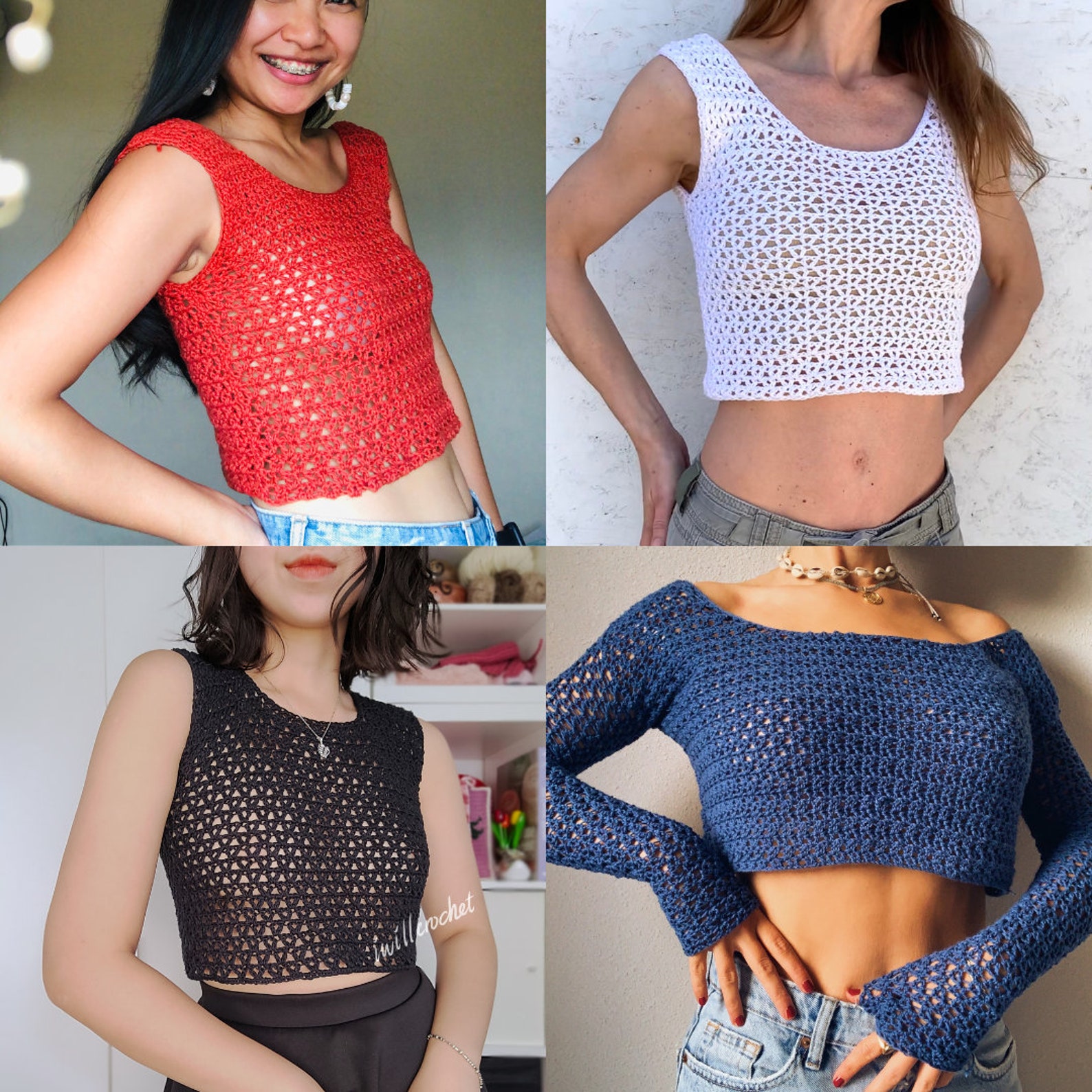 Mesh is More Top Crochet Simple Mesh Top PATTERN Backless - Etsy