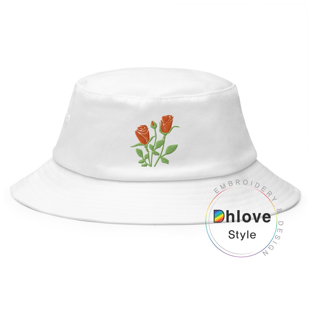 Rose Bucket Hat, Bestickter Hut - Etsy.de