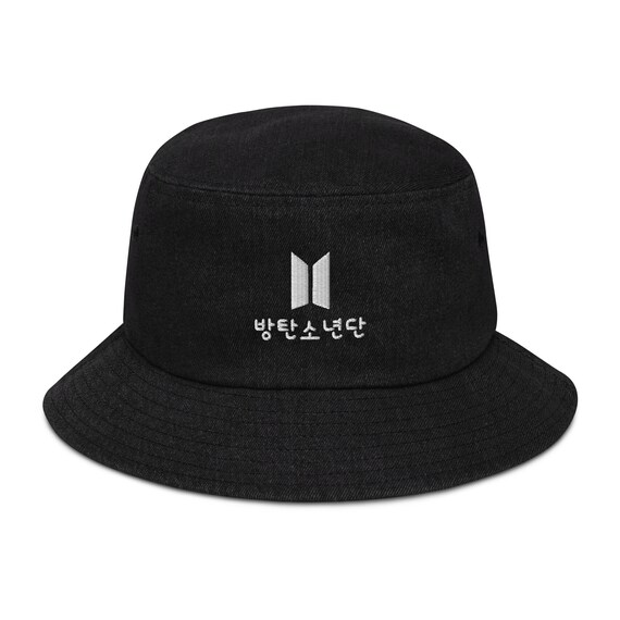 BTS Korean Logo Denim Bucket Hat Embroidered Hat-unisex - Etsy