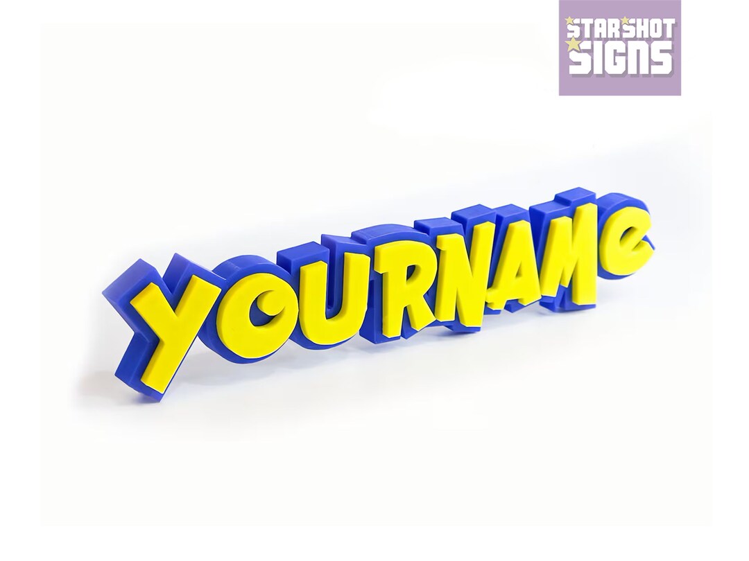 Custom Pokemon Style Multicoloured 3D Printed Nameplate Plaque - Etsy ...