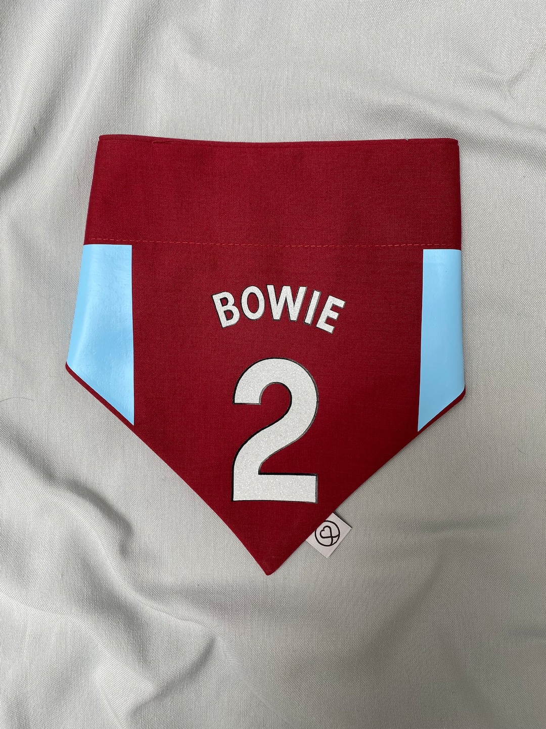 Personalised Claret and Blue Football Dog Bandana, Slip on Collar and ...
