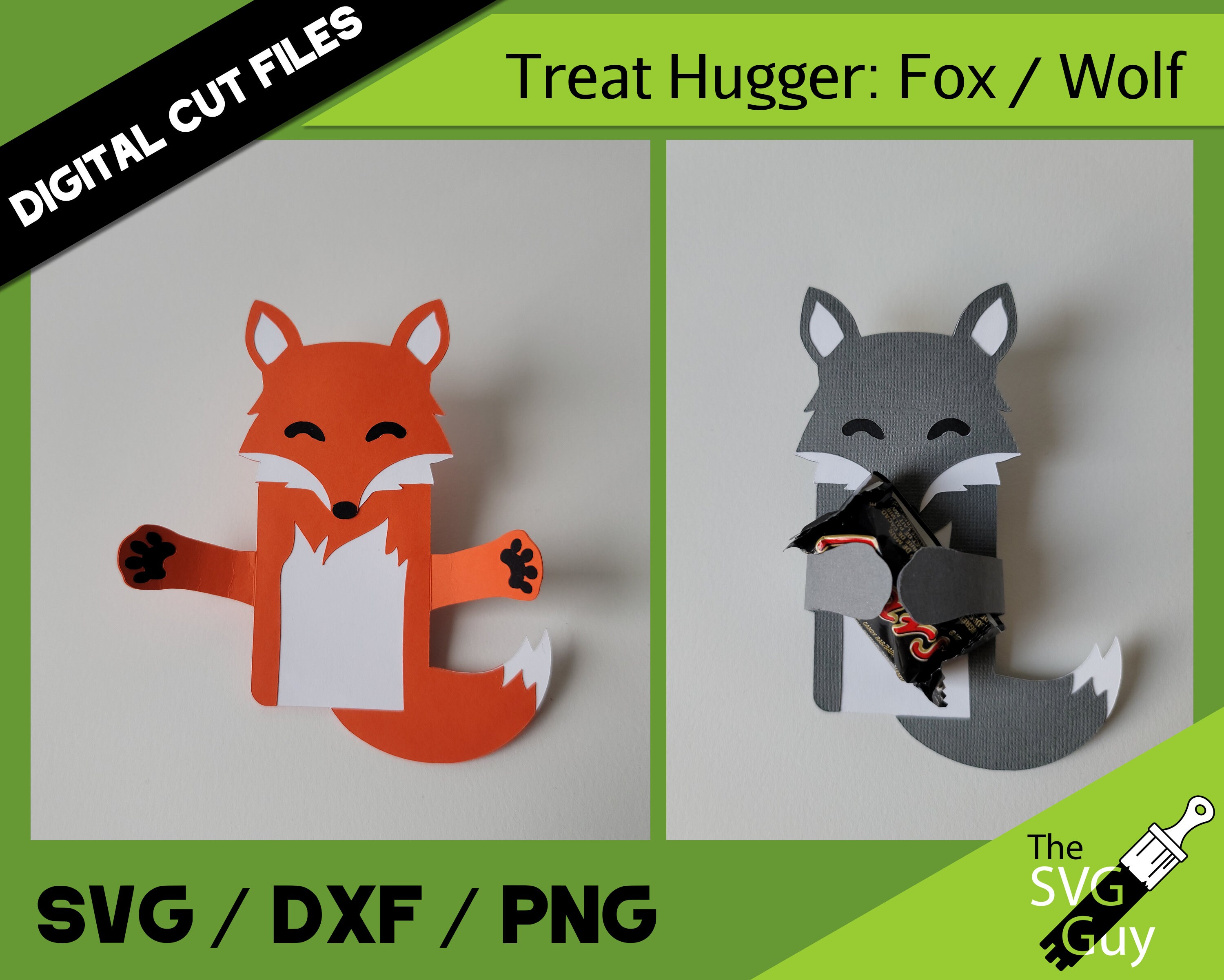 Treat Hugging Fox / Wolf Digital File | Gift Card Hugger Party Favor ...