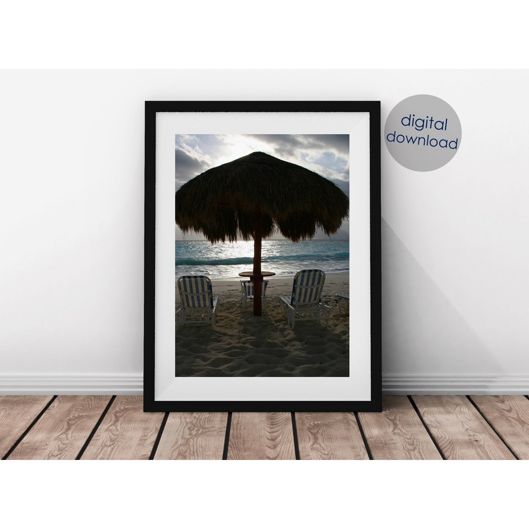 Tropical Printable Photo Digital Download Printable Wall Art Beach Palapa Mexico Beach ...