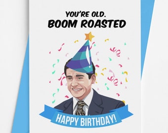 Boom Roasted Michael Scott Funny Office Birthday Card - Etsy