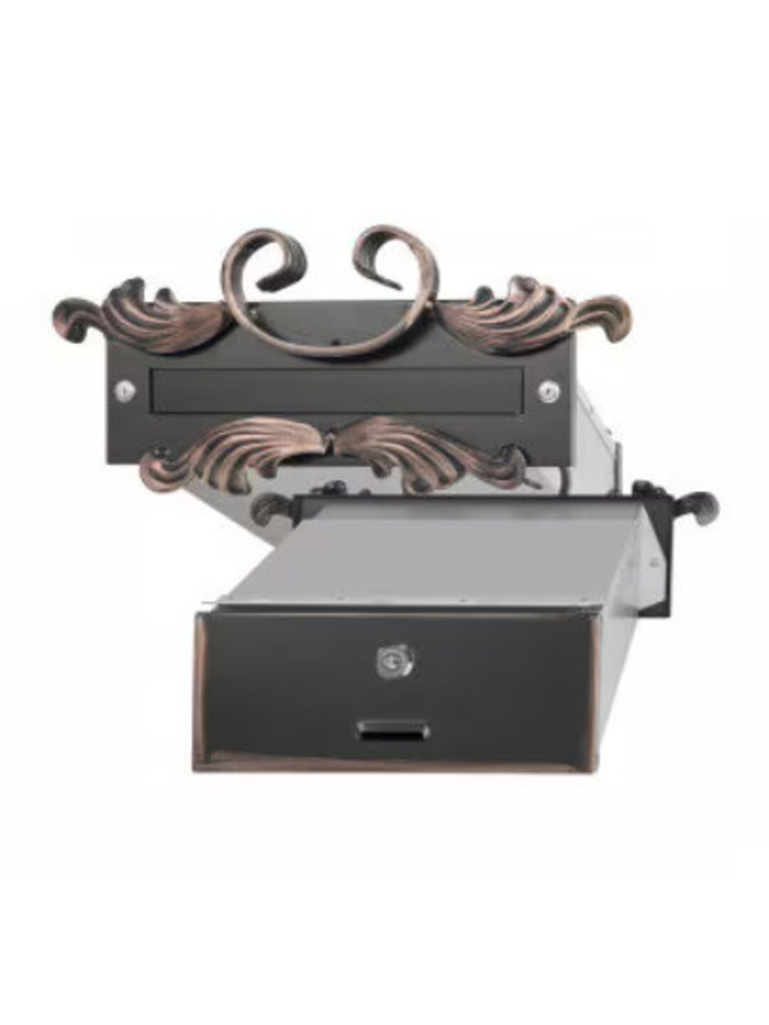 Artisan-crafted Wrought Iron Mailbox Sleek Curved Outdoor Postbox ...