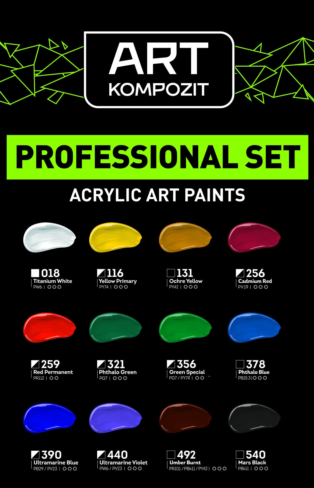 Acrylic Artist Paint Professional Set 12 Tubes 75 Ml Valuable - Etsy