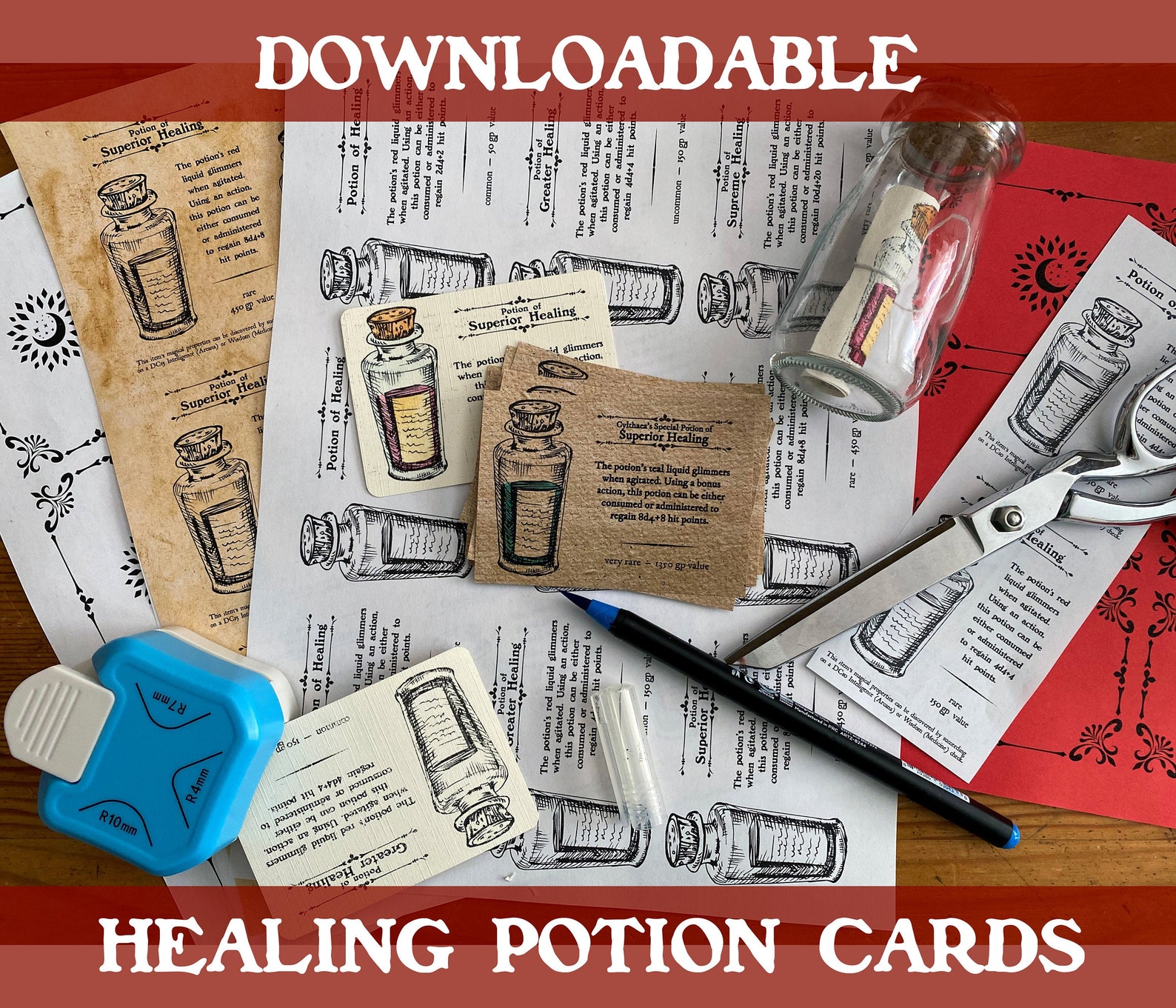 Healing Potion Item Card Templates fully Editable Digital - Etsy UK