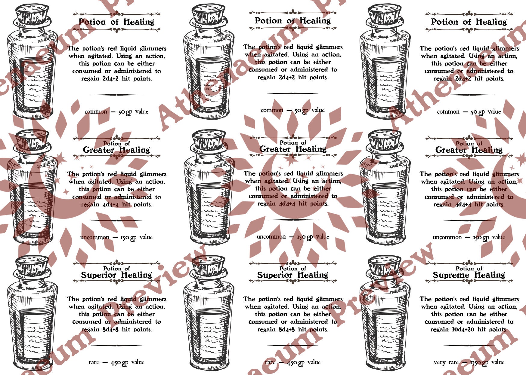 Healing Potion Item Card Templates fully Editable Digital - Etsy UK