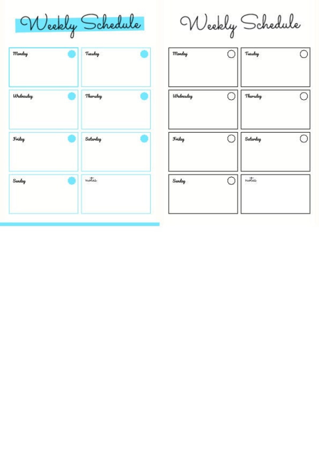 Printable Weekly Schedule, Digital Downloadable Schedule, JPG Download ...