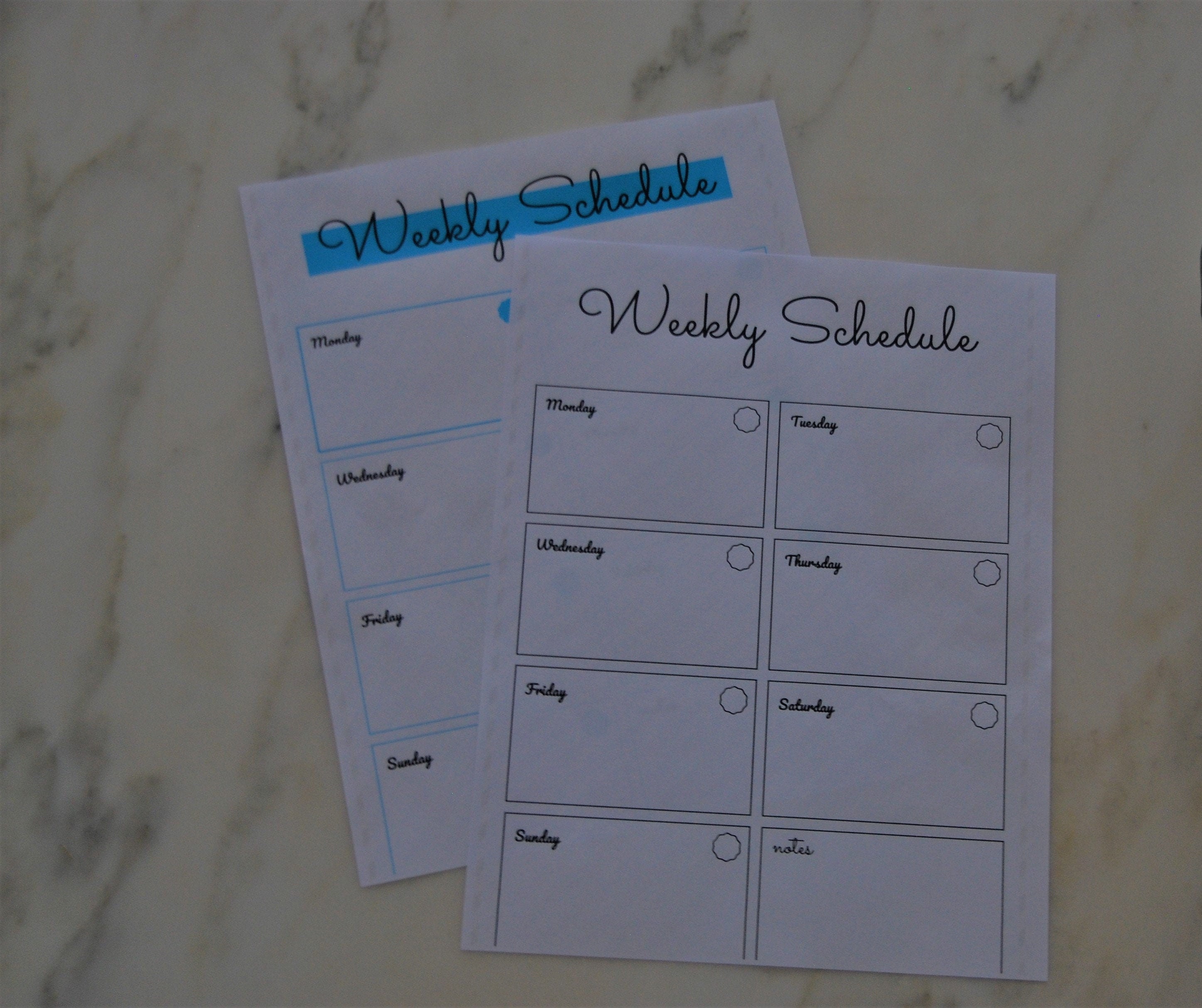 Printable Weekly Schedule, Digital Downloadable Schedule, JPG Download ...