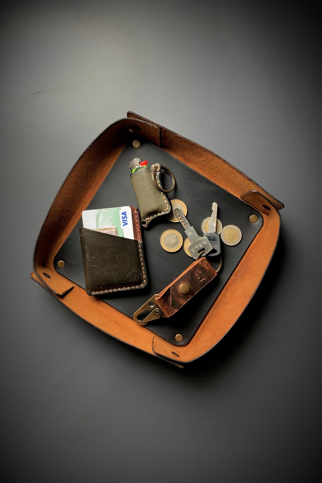 Personalized Leather Desk Organizer, Leather Desk Organizer, Leather ...