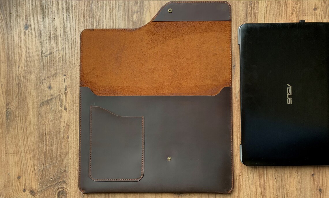 Leather Laptop Cover Personalized Leather Sleeve Handmade | Etsy