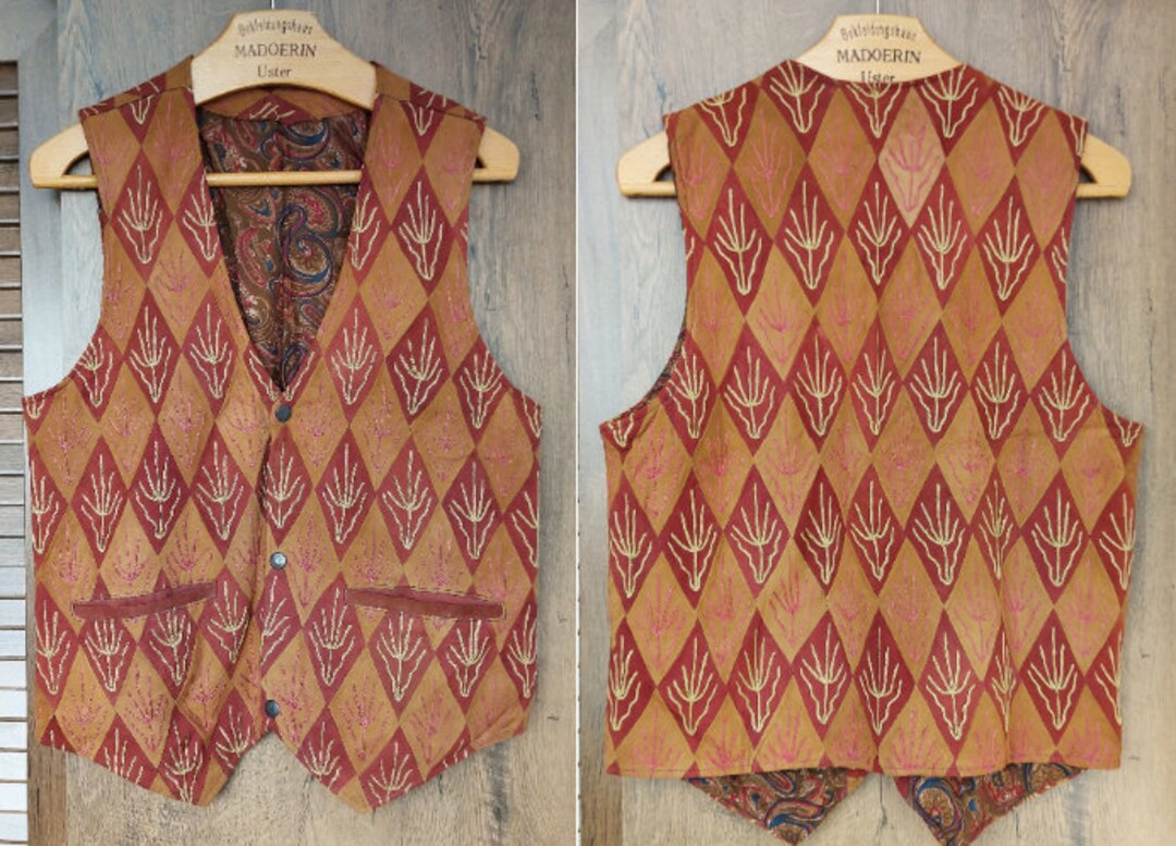 Vintage Suede Leather Vest Patchwork Hand Made on Buttons Copper Rust ...