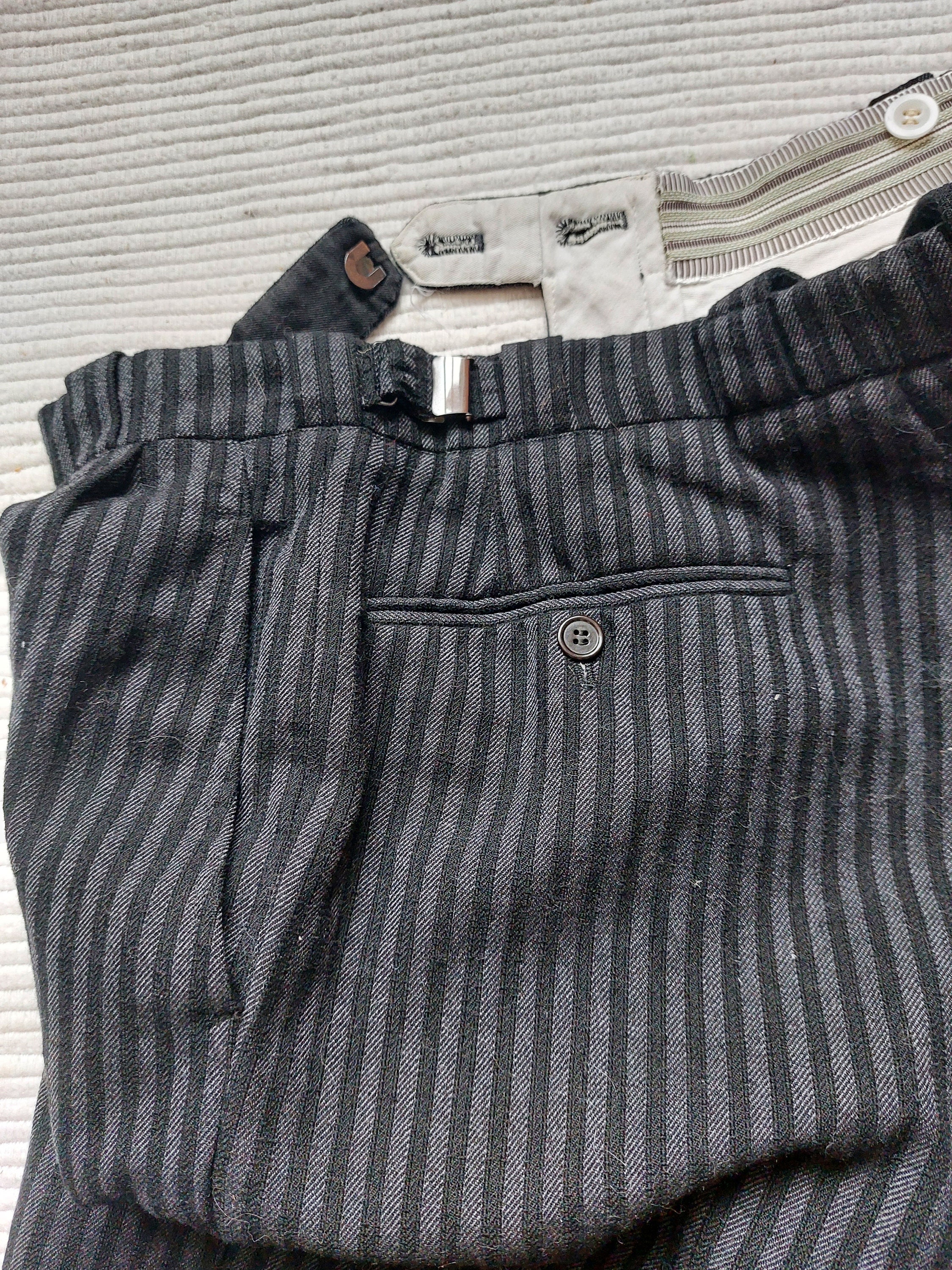 Vintage 1940s Style Pants Men's 1960s Striped Wool Pants Work Wear ...