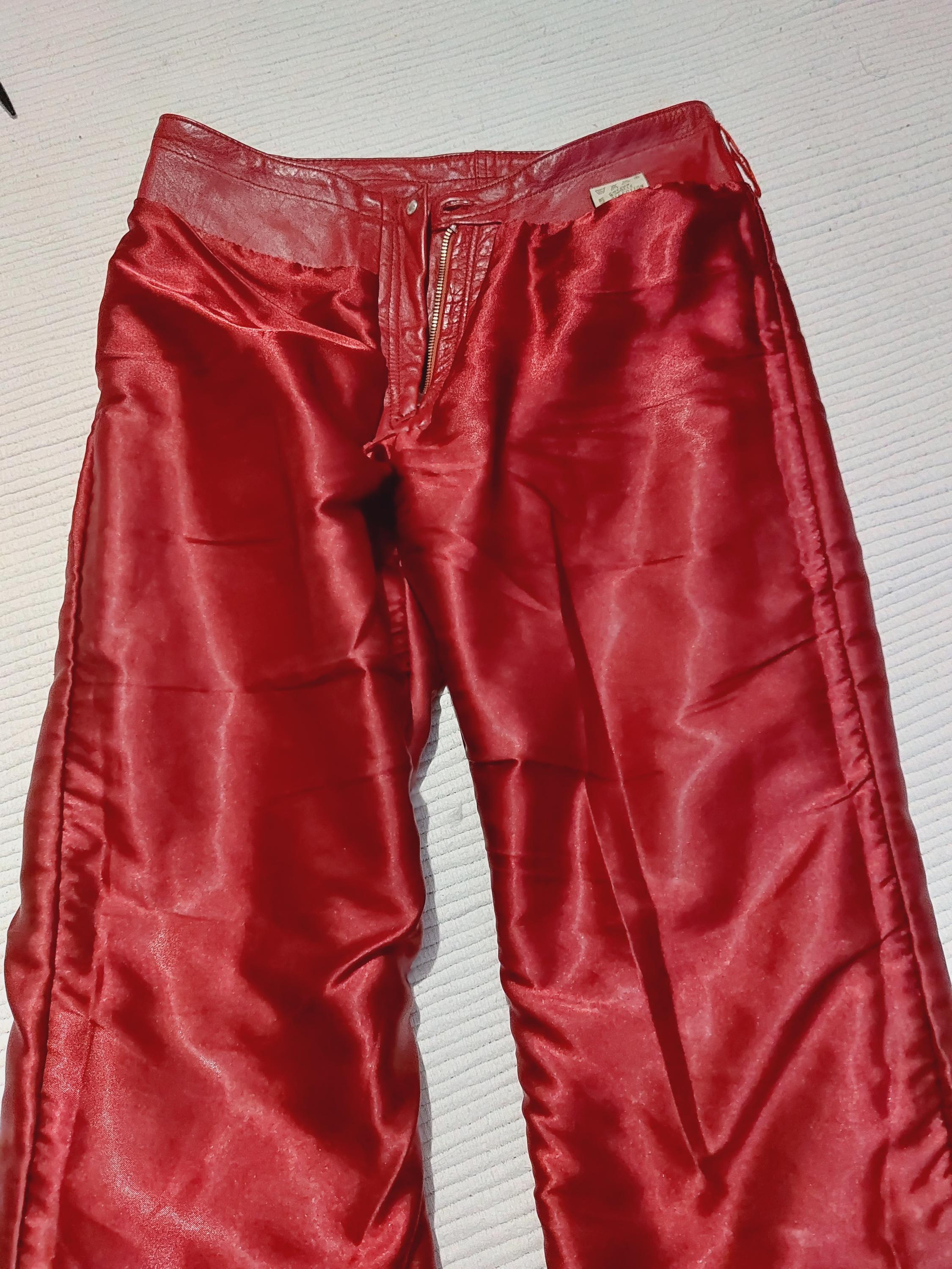 Leather Red Burgundy Vintage 90s Low Flash Pants Women Size 36(XS-S ...