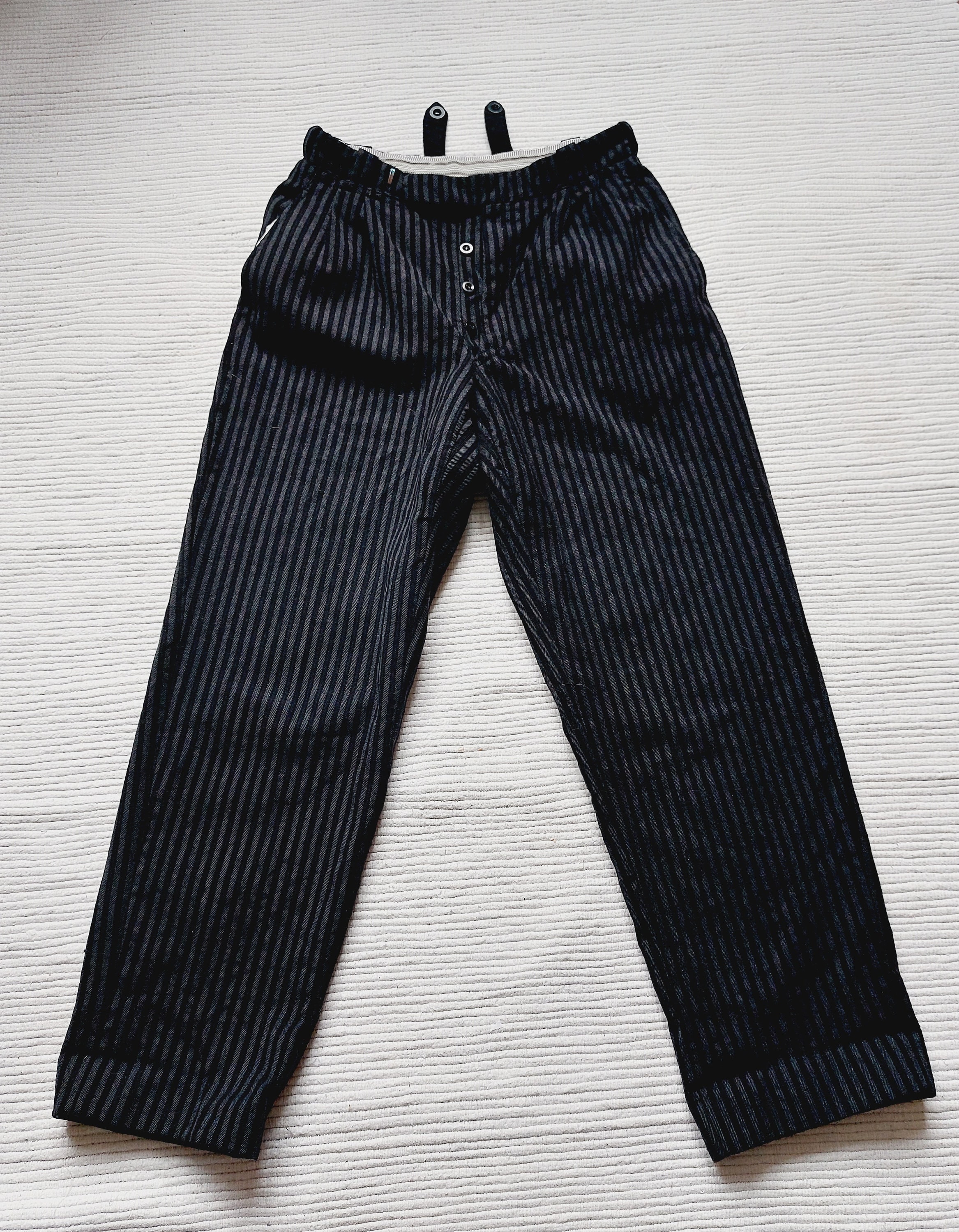 Vintage 1940s Style Pants Men's 1960s Striped Wool Pants Work Wear ...