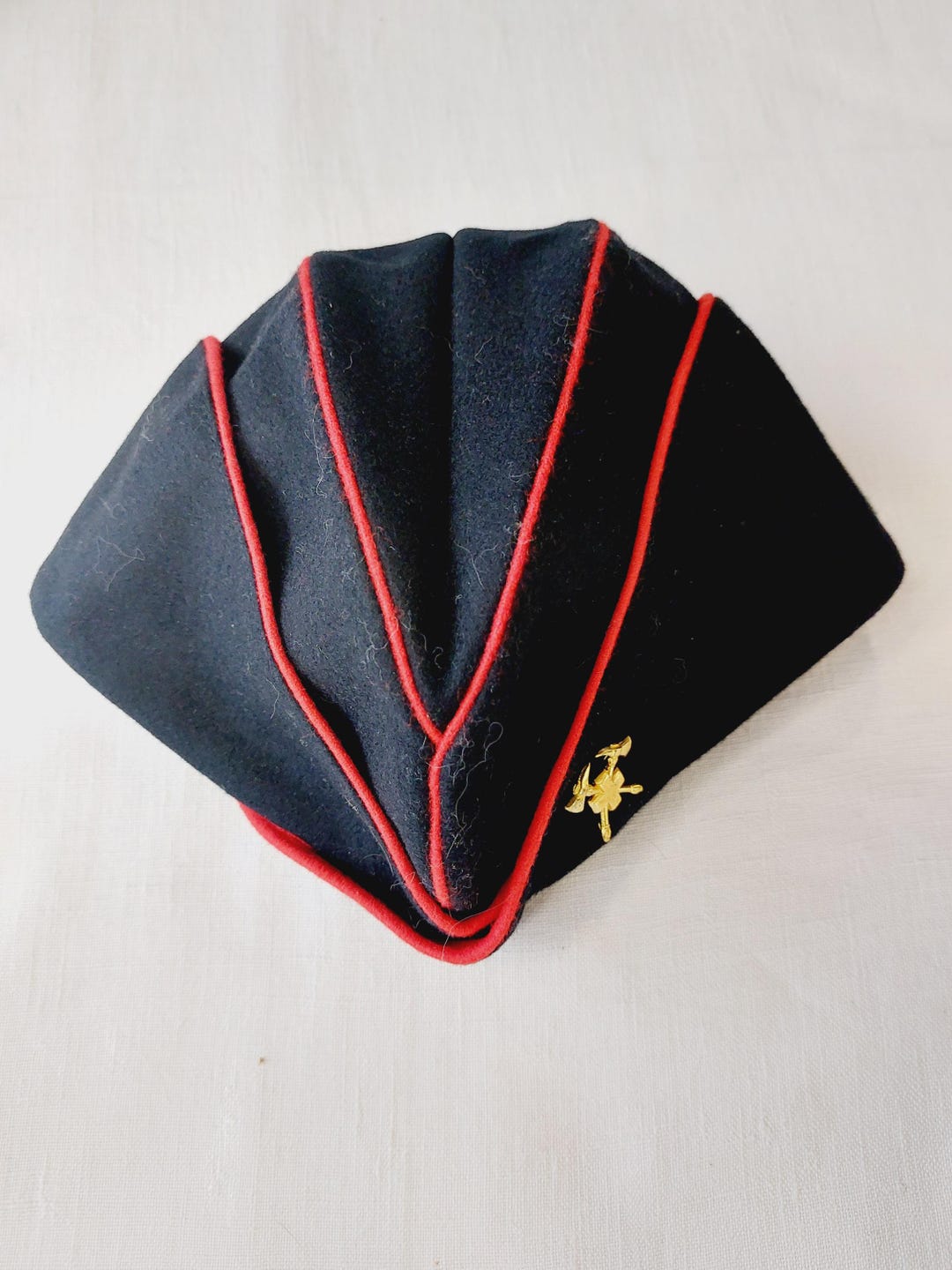 Vintage Swiss Garrison Fireman's Cap, Size 64 Hat Black Wool - Etsy