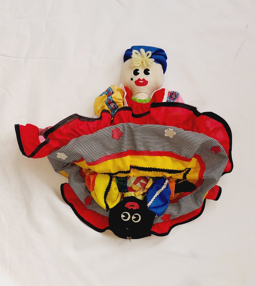 Vintage Topsy-turvy Doll Girl Black African American White Toy Flip ...