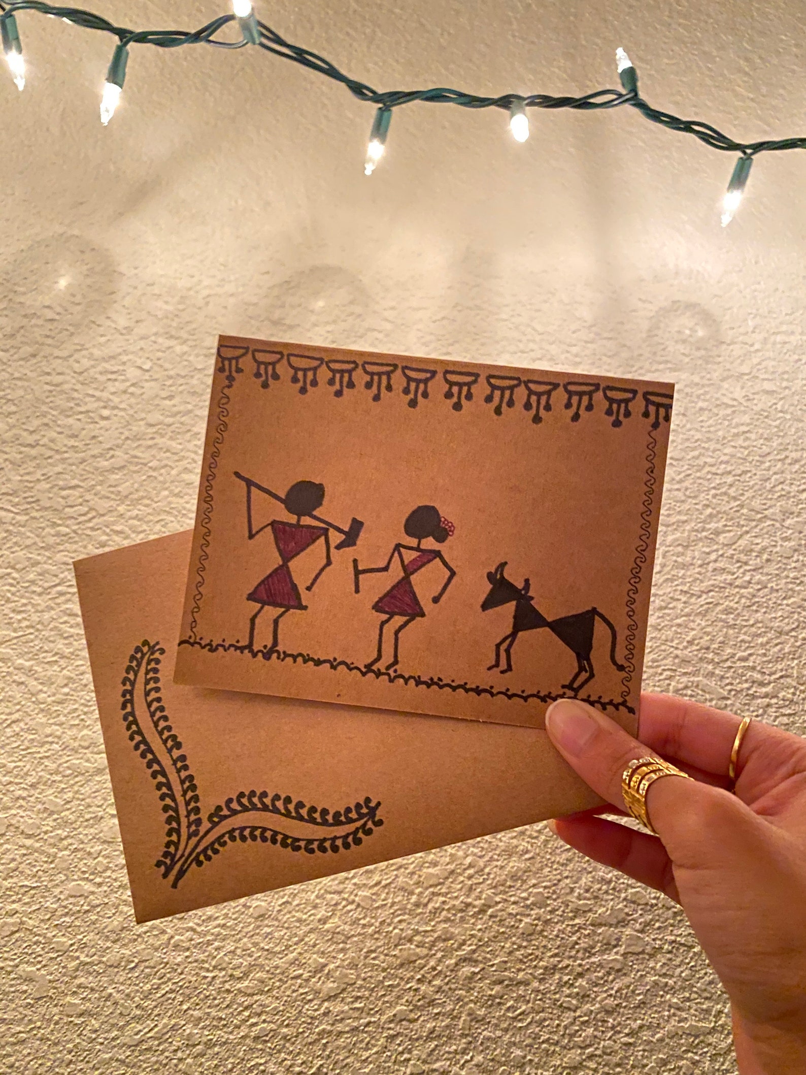Warli Greeting Cards With Envelopes - Etsy UK