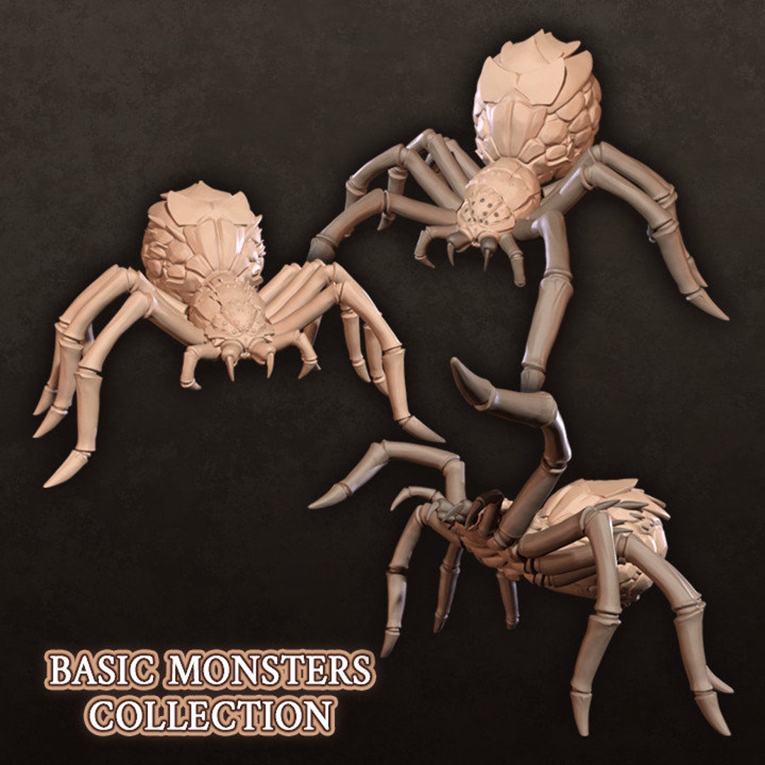 Giant Spiders (x3) Basic Monsters Collection - 3D Printed Resin Tabletop RPG Miniatures - Etsy