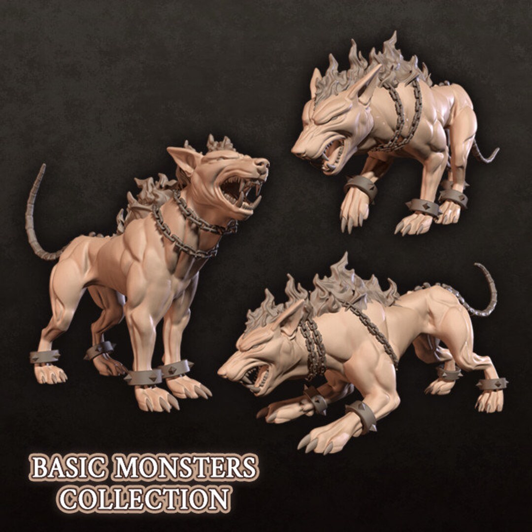 Infernal Hounds x3 Basic Monsters Collection 3D Printed Resin Tabletop ...