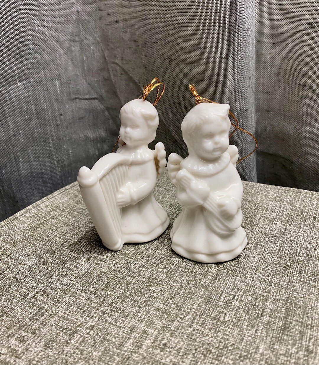 Vintage Porcelain Angel Ornaments - Musical Angels, Harp, Violin ...