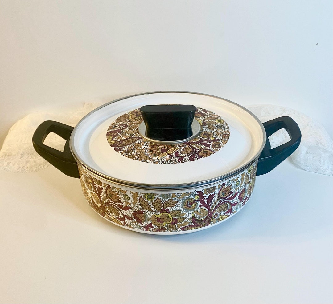 Vintage Enameled Pan - Francipan - Autumn Leaf Brown Paisley - Prestige ...