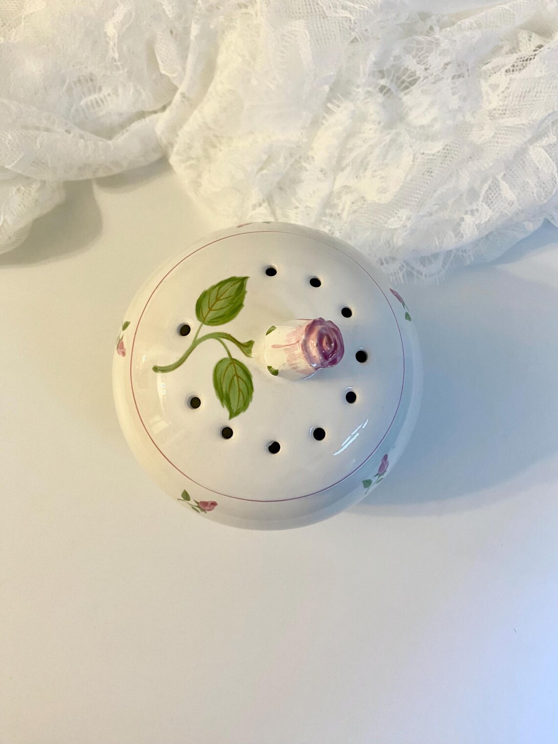 Vintage Rose Potpourri Lidded Jar / Dish / Bowl - Teleflora - Shabby ...