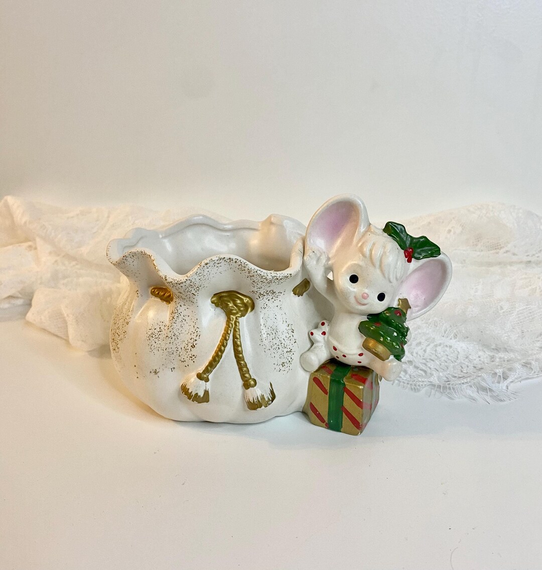 Vintage Mouse Planter / Candy Dish Napcoware Napco Japan Christmas ...