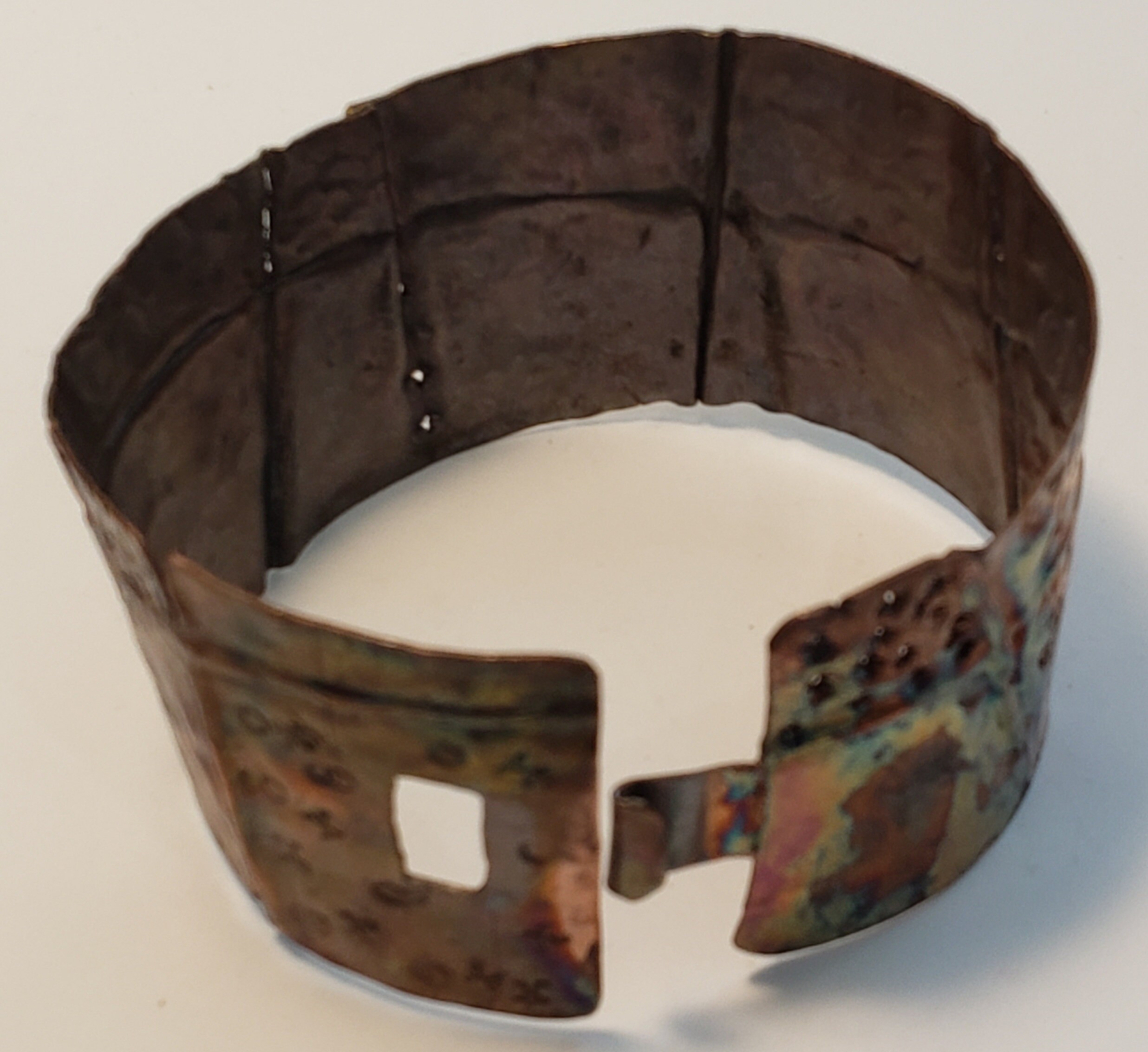 Latching Fire Painted Recycled Folded, Hammered Copper Cuff Bracelet ...