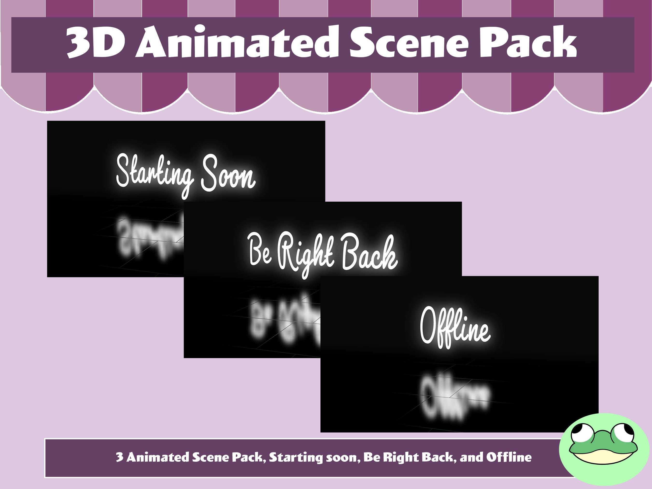 Twitch Animated Scene Pack, 3 Animated Scenes, Offline, Be Right Back ...