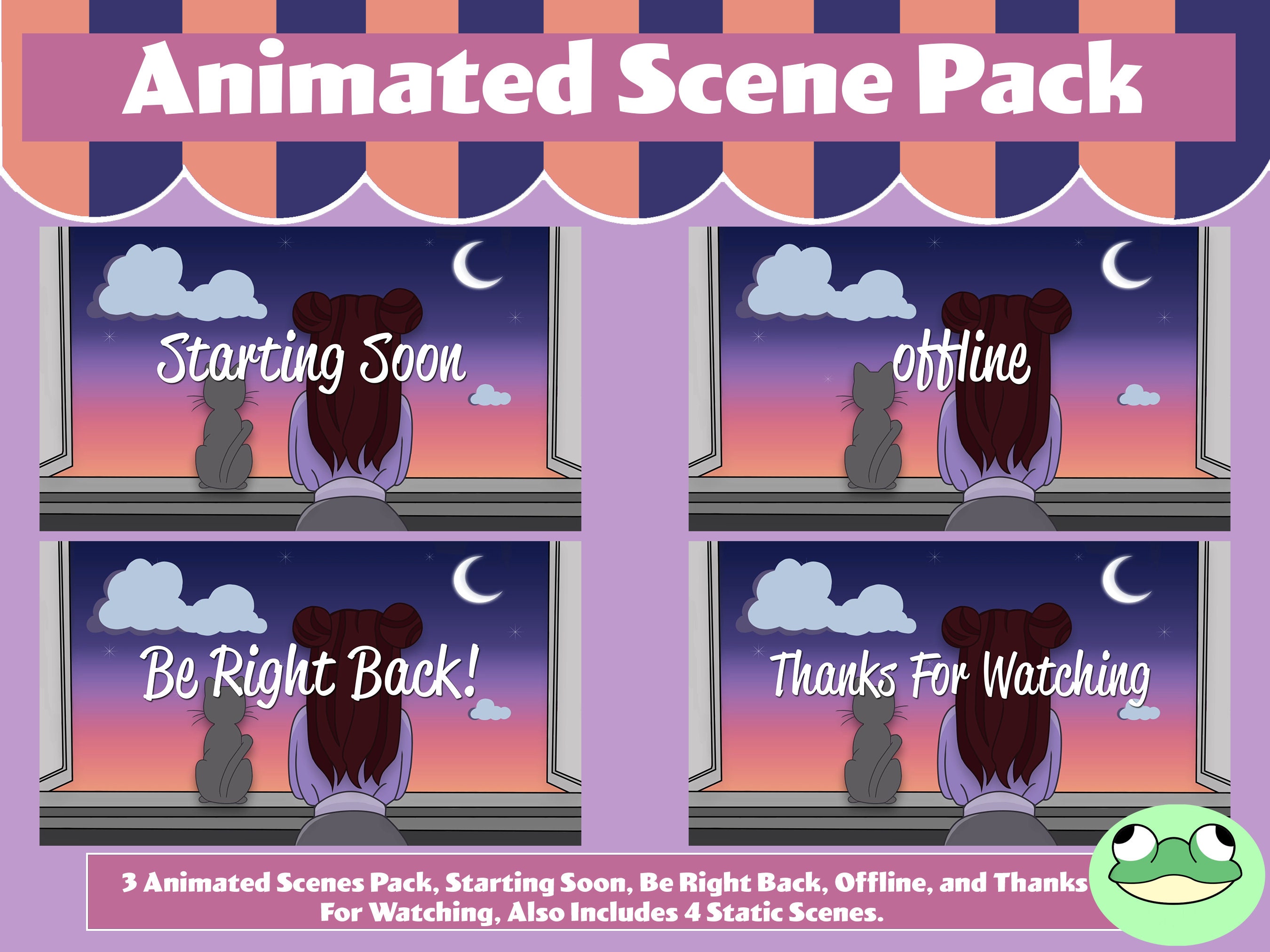 Dark Sunset Twitch Animated Scene Pack, 3 Animated Scenes, Thanks for ...