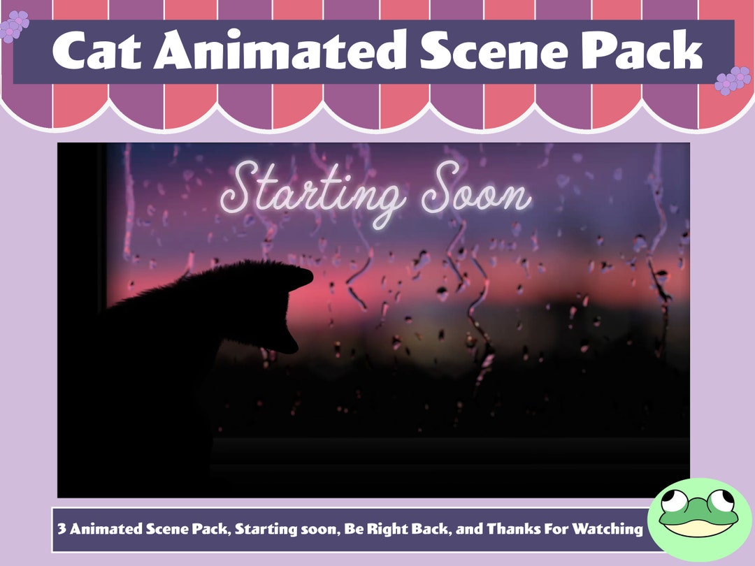 Cat Twitch Animated Scene Pack, 3 Animated Scenes, Thanks for Watching ...