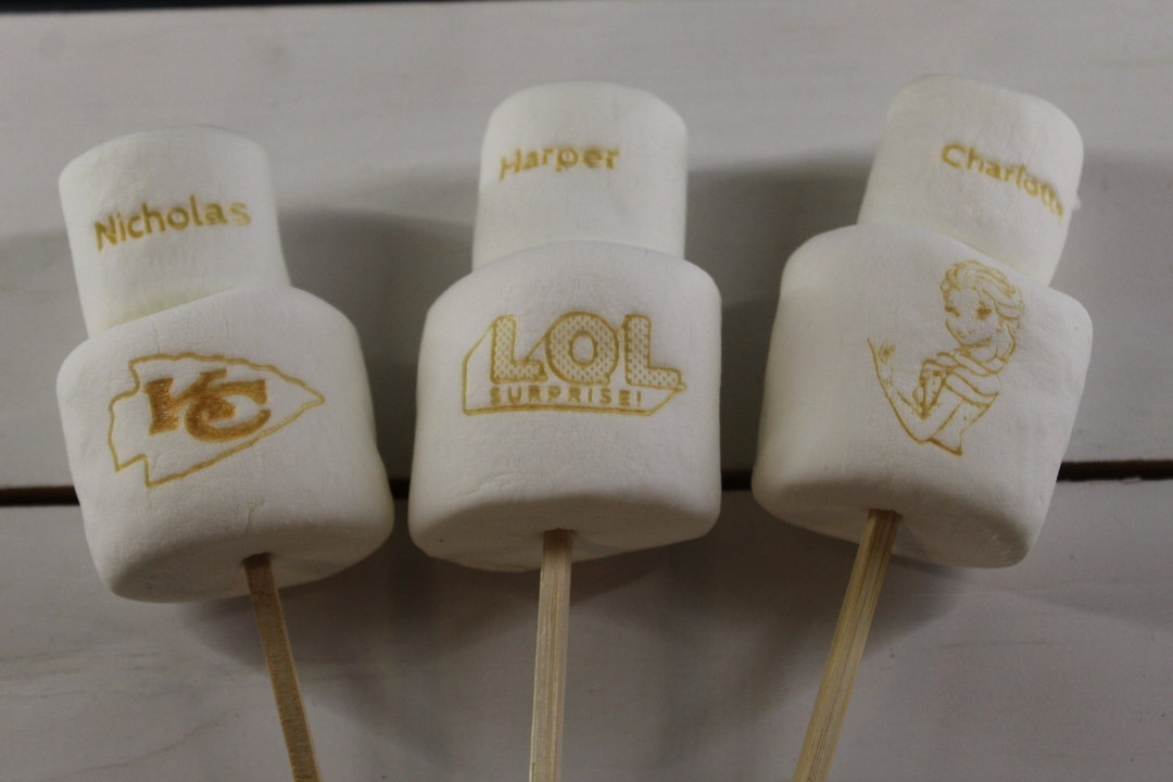Custom Engraved Marshmallows on a Wooden Pick, Perfect for Hot Cocoa ...