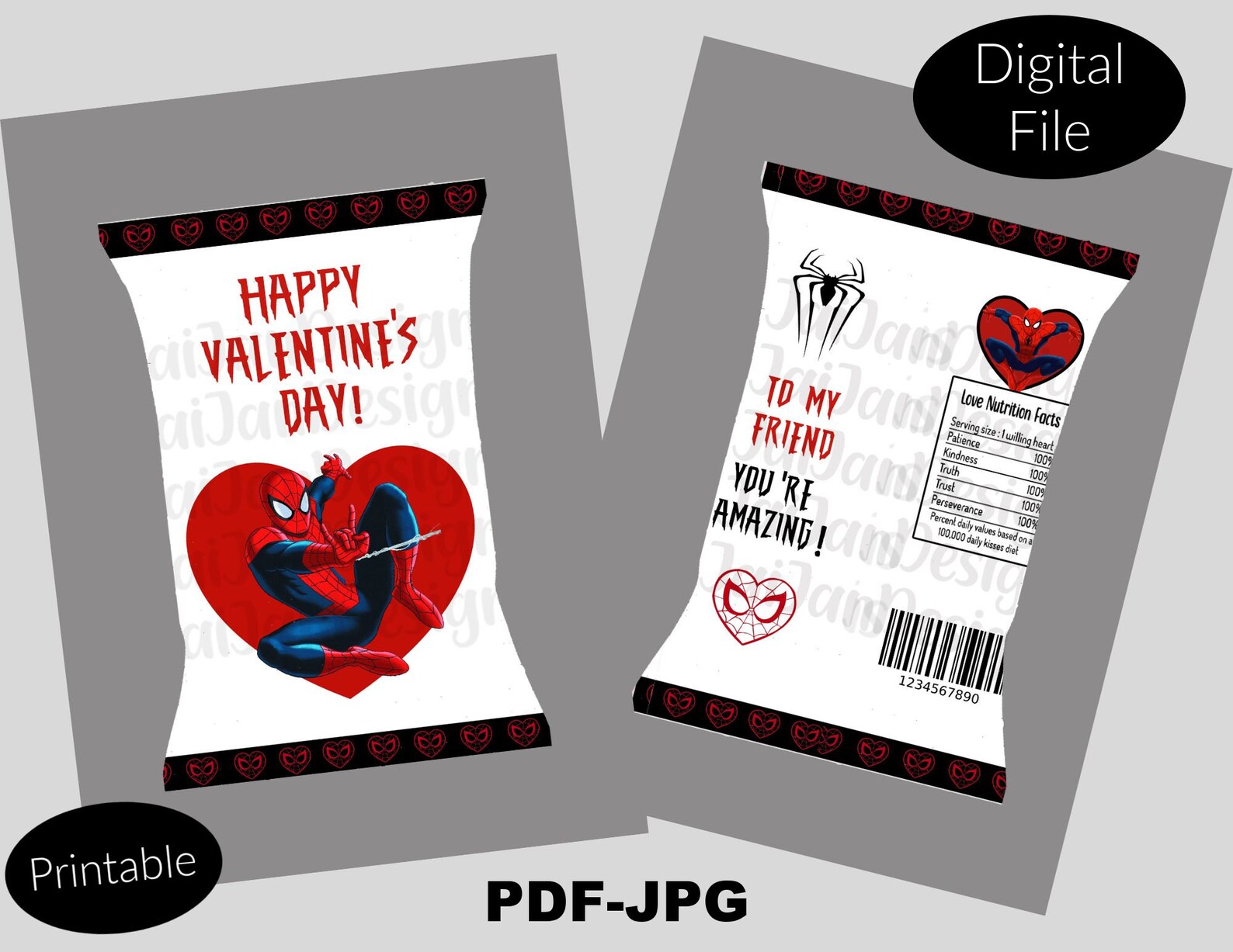 Valentine's Day Chip Bag Printable, Superhero Chip Bag PDF, JPG - Etsy