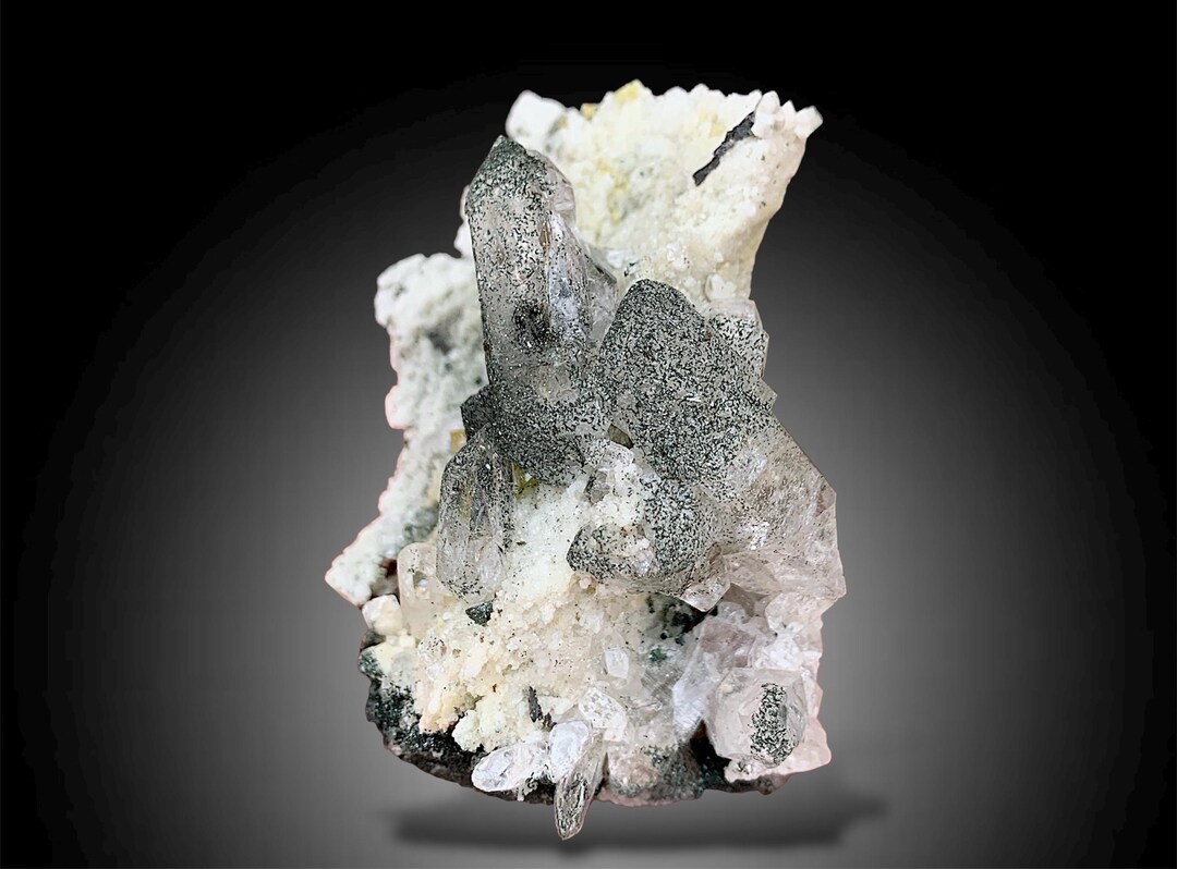 Sphene Specimen, Green Sphene With Chlorine Quartz Specimen, Natural ...