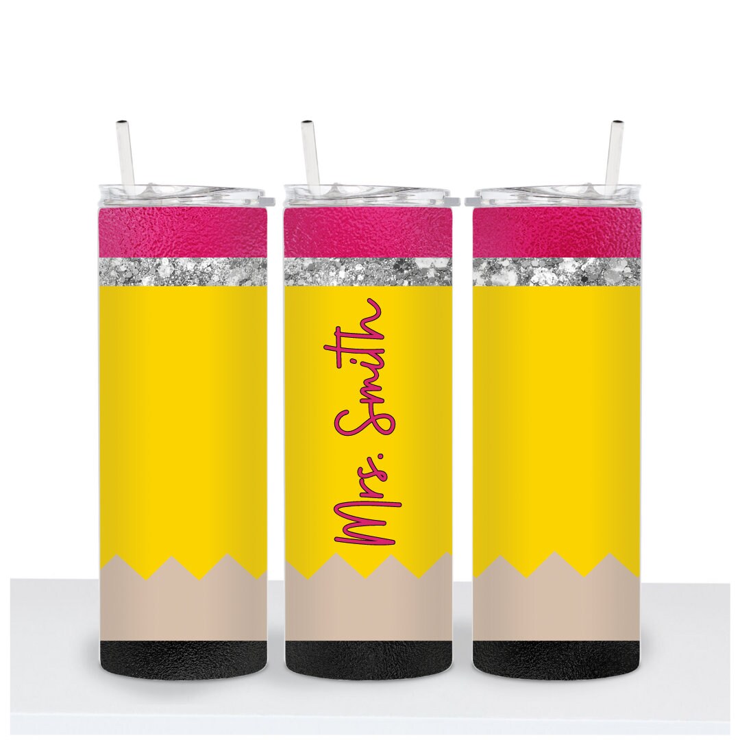 Yellow Teacher Pencil 20 Oz Metal Tumbler - Etsy