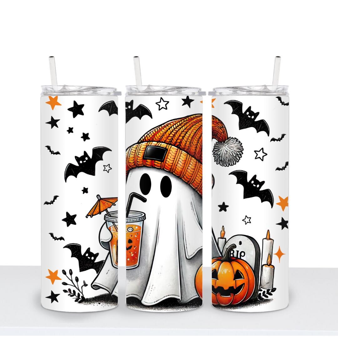 Orange Ghostie With a Drink 20 Oz Metal Tumbler - Etsy
