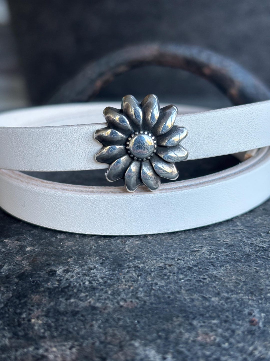 Silver Flower Slider for Flat Leather, 10mm Metal Daisy Spacer ...